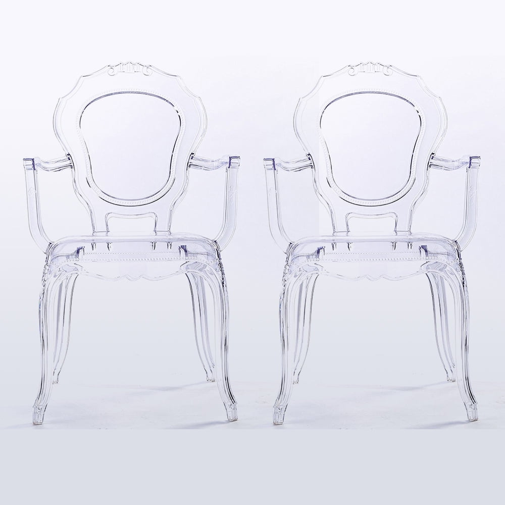2xhome Set of 2 Smoke Modern Ghost Chair Armchair Vanity Dining Room ...