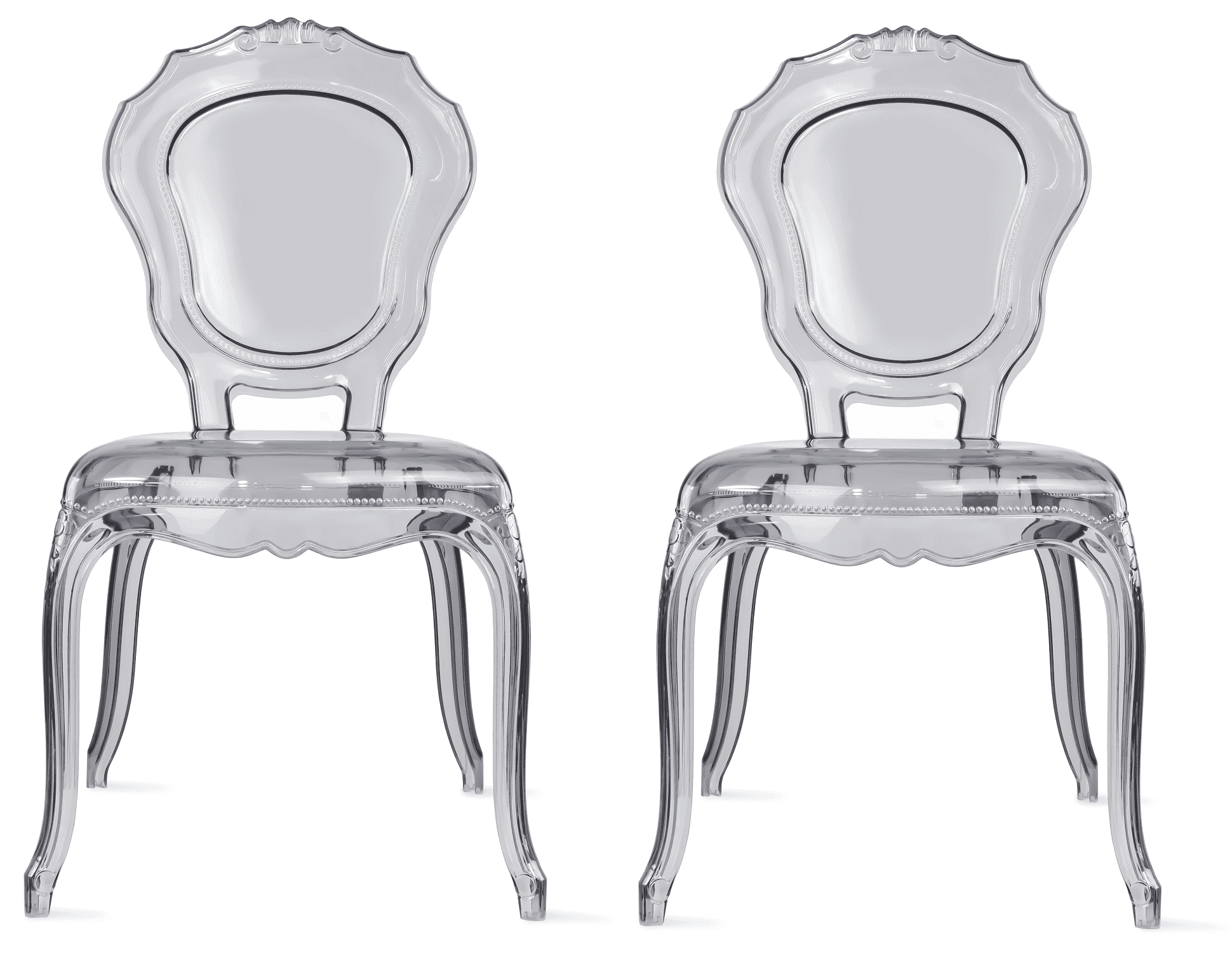 2xhome Set of 2 Smoke Plastic Stackable Acrylic Ghost Chair Glam Modern ...