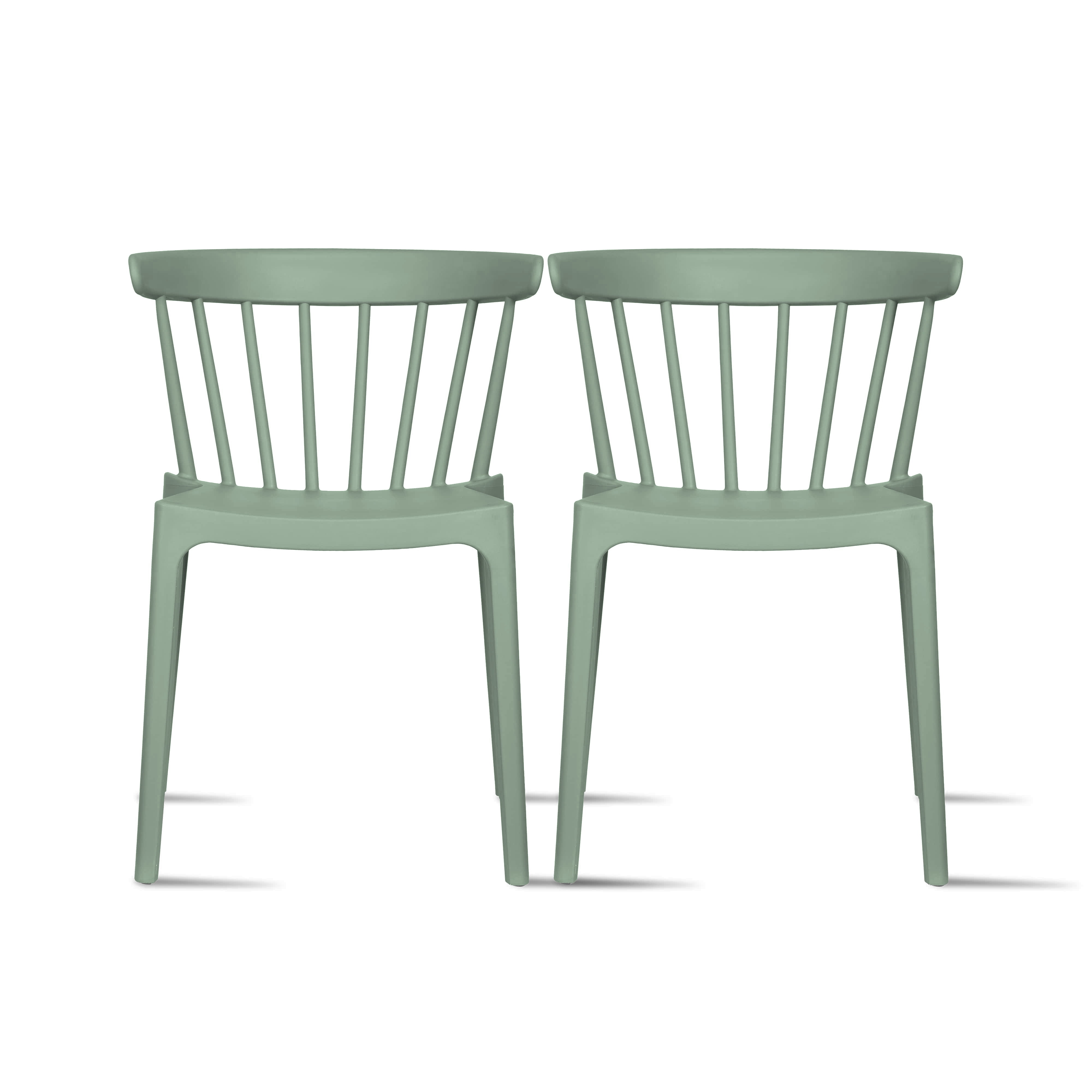 2xhome Set of 2 Stackable Patio Chairs | Spindle Slat Back | Weather ...