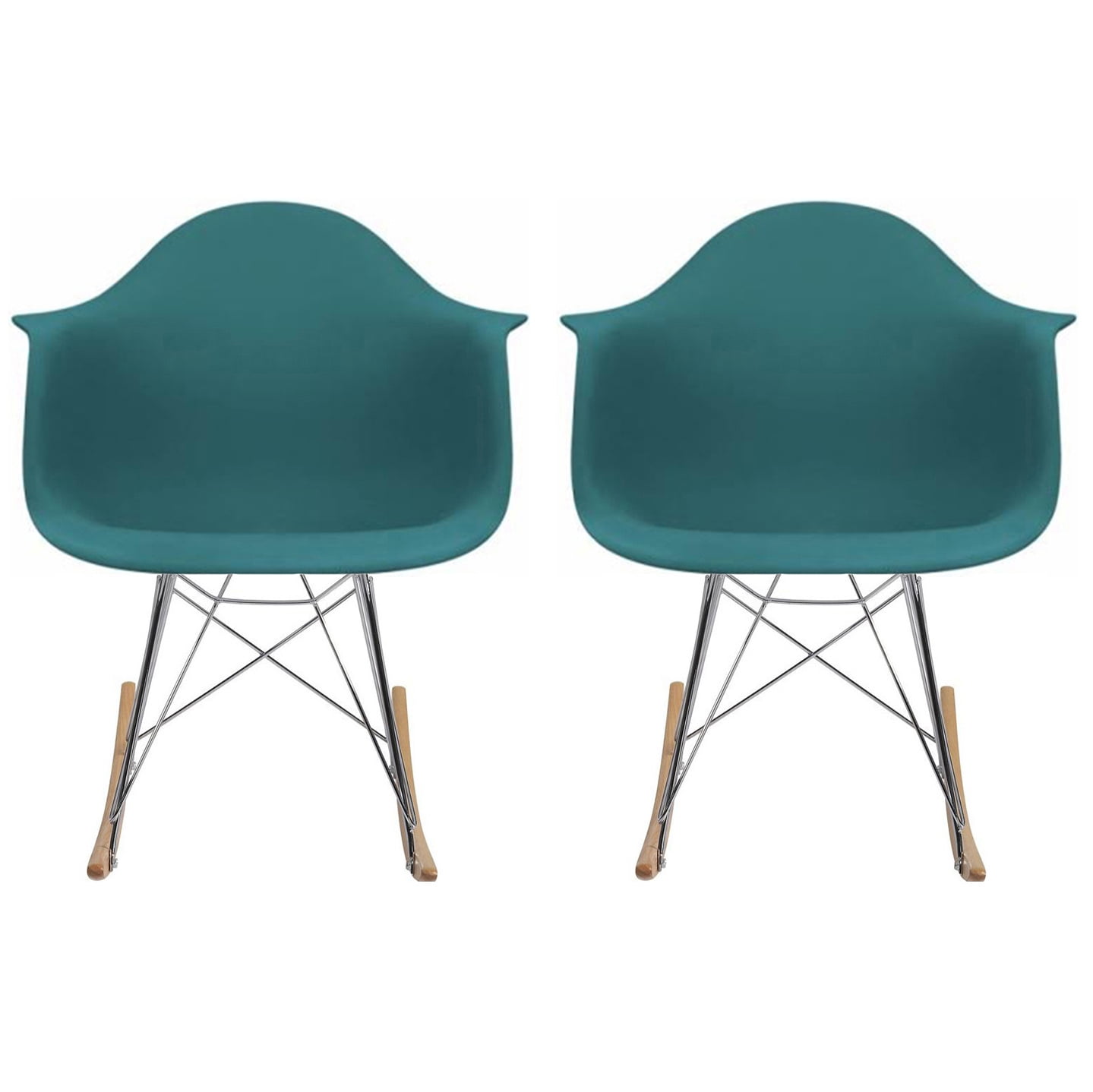 2xhome - Set of 2 Teal - Molded Modern Plastic Armchair - Contemporary ...