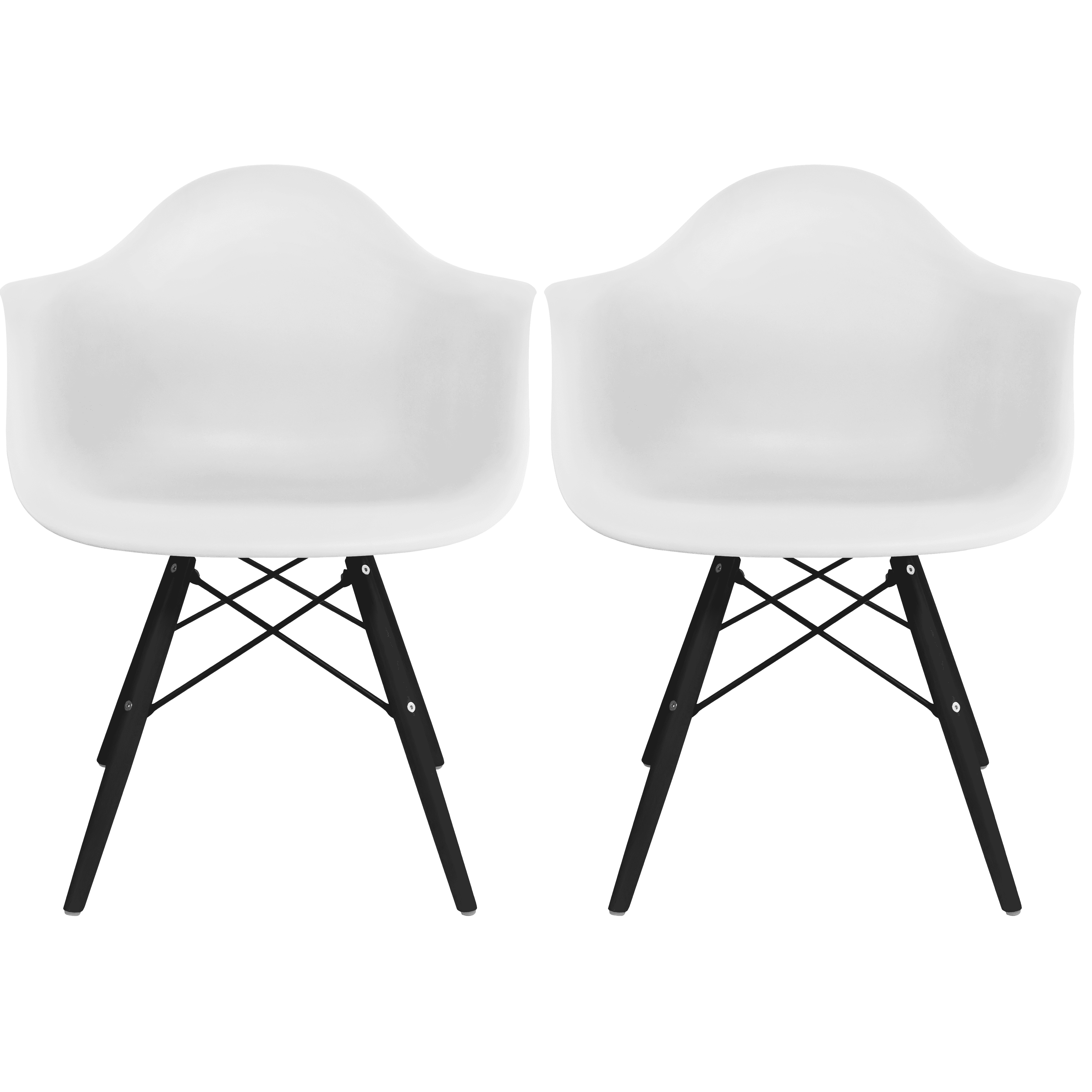2xhome - Set of 2 (Two) White - Plastic Armchair Black Wood Legs Eiffel ...