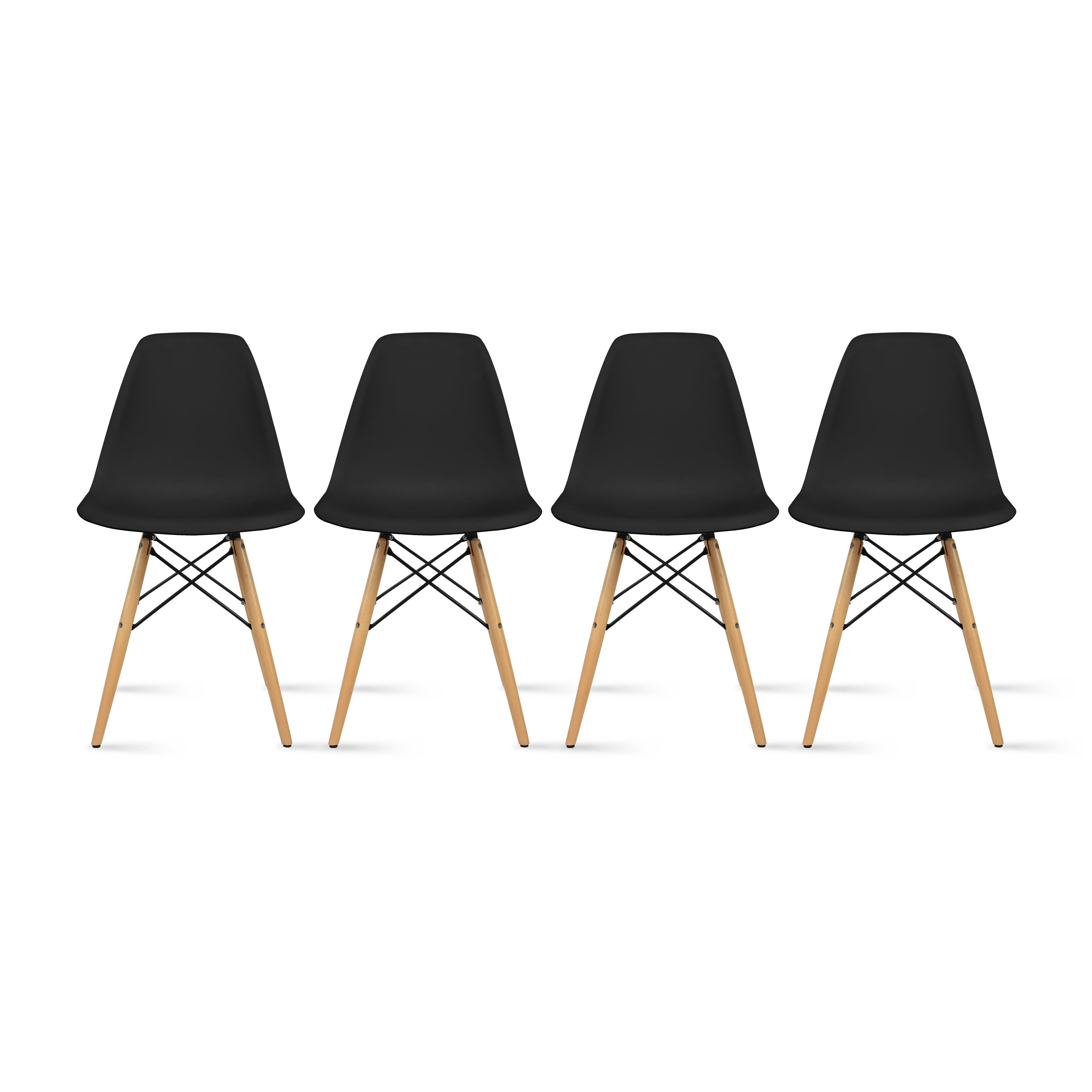 2xhome Set of 4 Black Mid Country Modern Molded Shell Designer Assemble ...