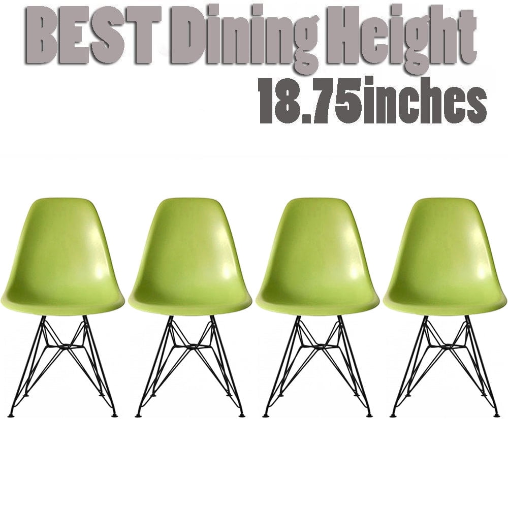 2xhome Set of 4 Green Modern Industrial Molded Shell Assembled Chairs ...