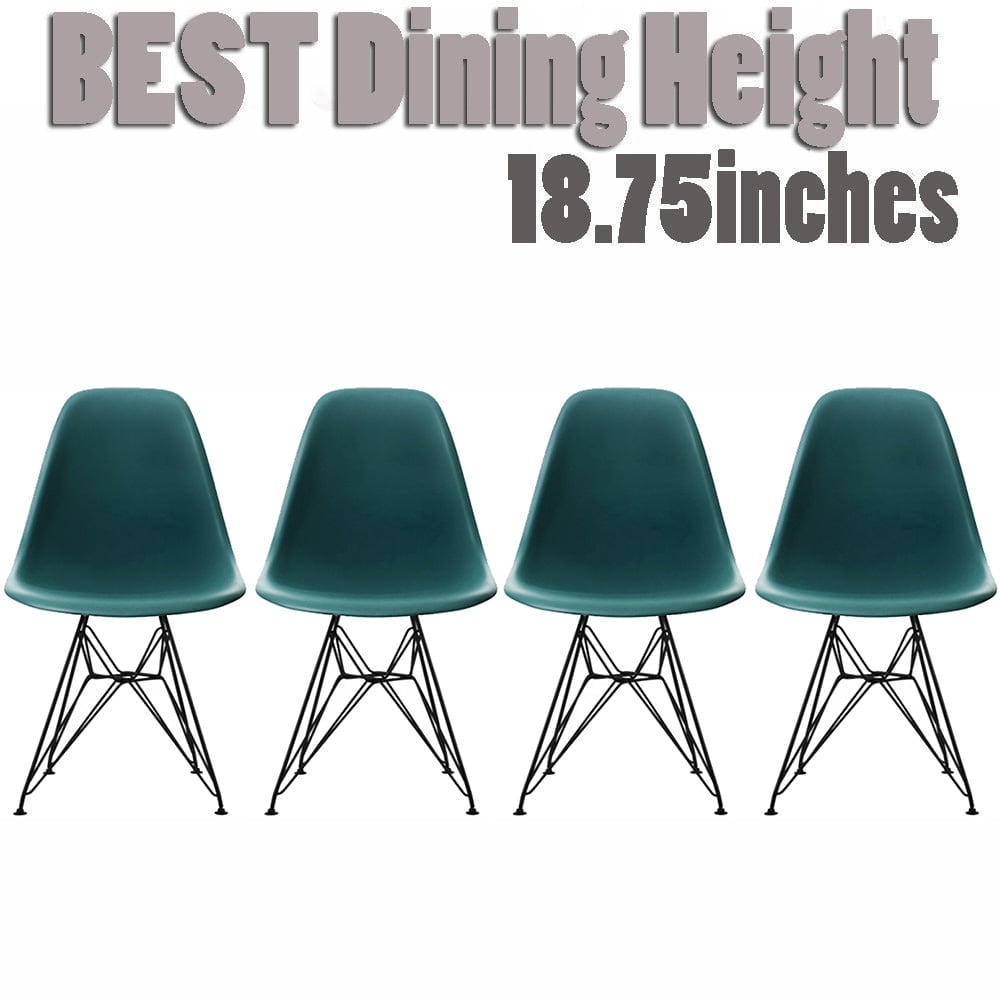 2xhome Set of 4 Teal Modern Industrial Molded Shell Assembled Chairs ...
