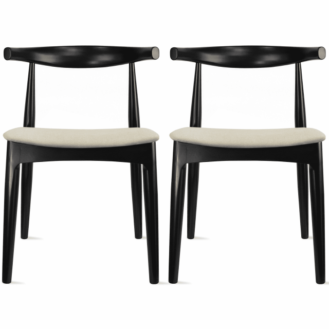 2xhome Set of 2 Contemporary Farmhouse Real Solid Wood Cloth Cushion Seat Dining Chairs Elbow ...