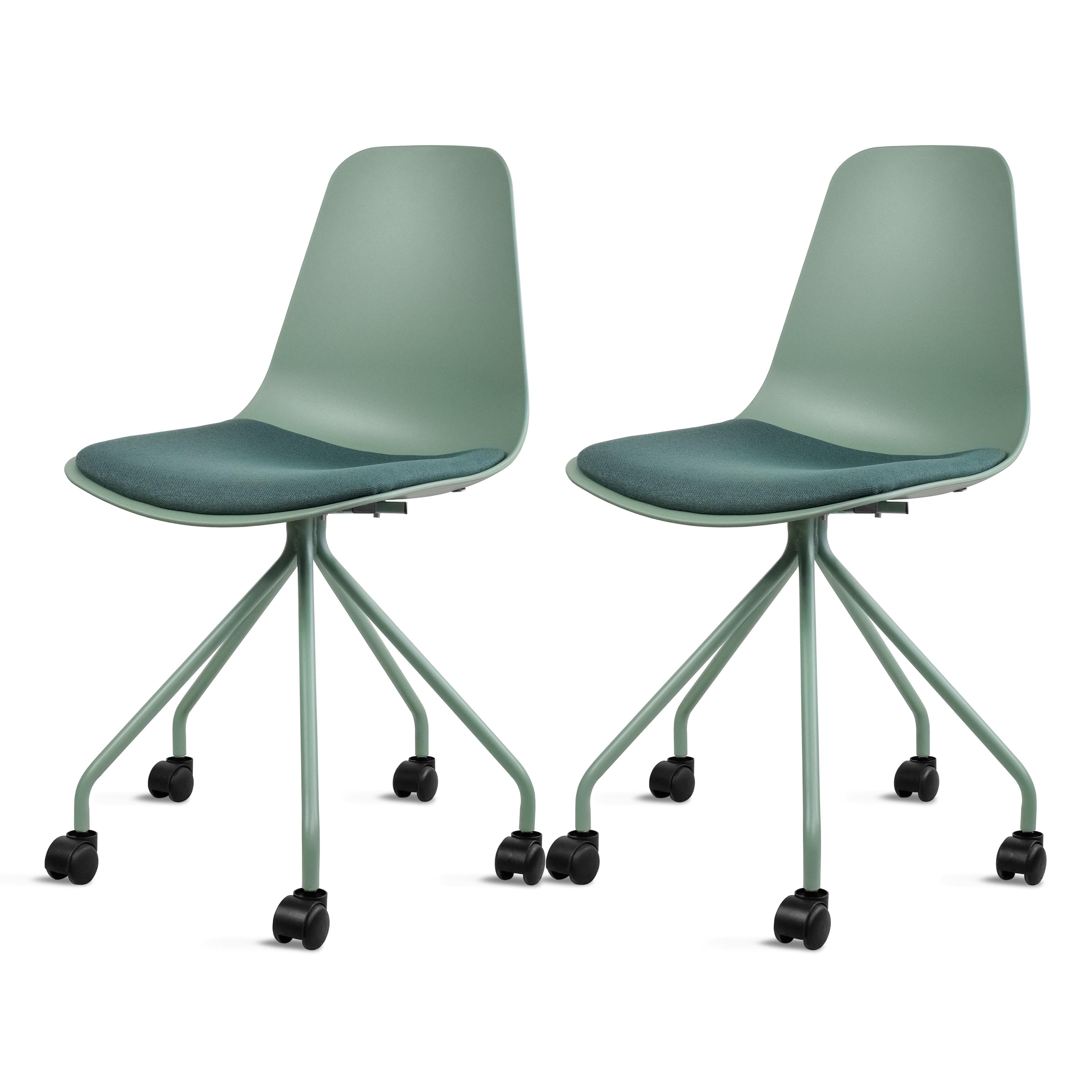 2xhome Set of 2 Ergonomic Office Armless Task Chairs with Wheels ...