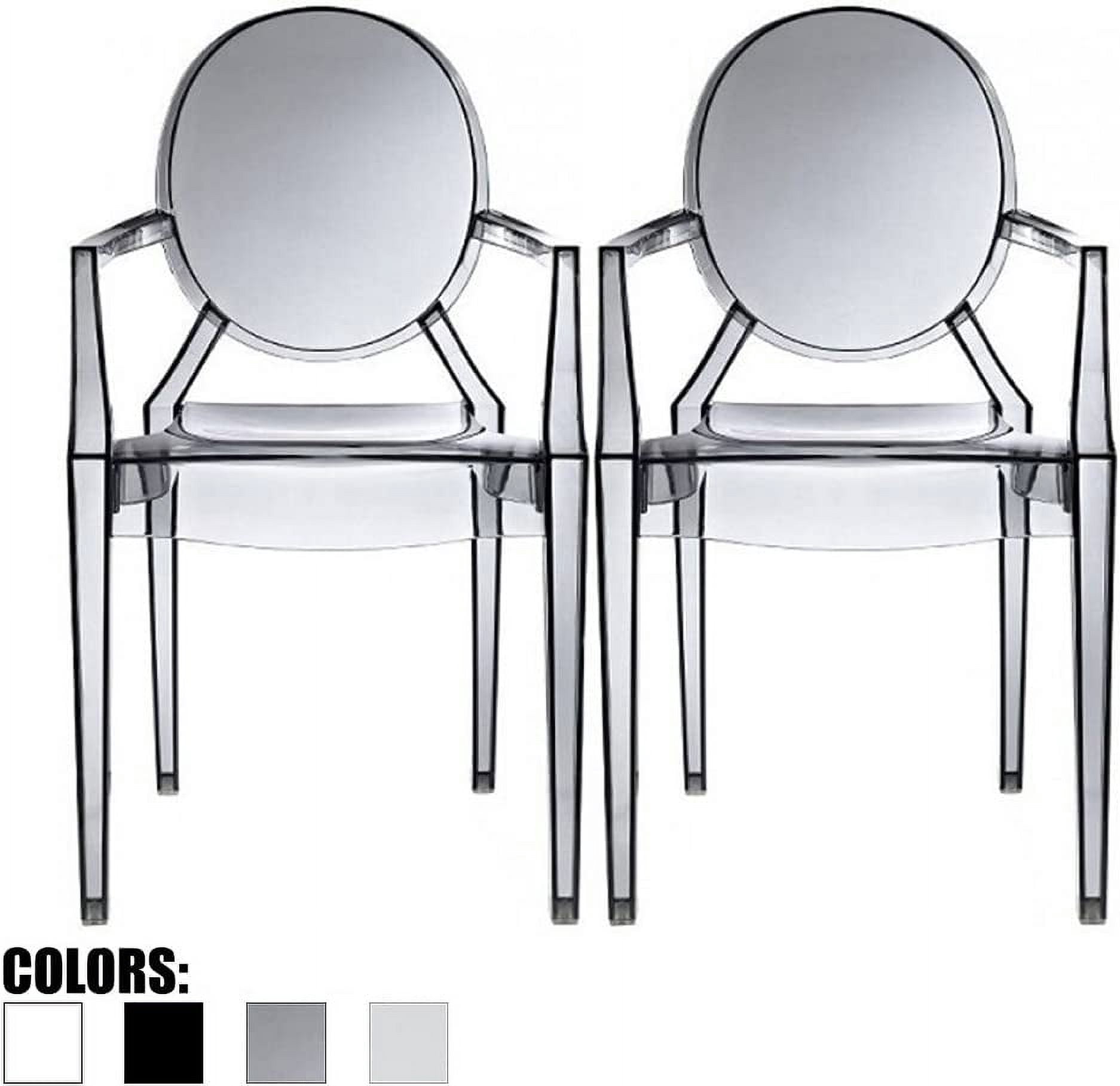 2xhome Set of 2 Modern Ghost Dining Chairs | Stackable Polycarbonate ...