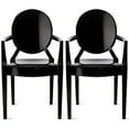 2xhome Set of 2 Modern Plastic Dining Chairs with Arms Stackable ...
