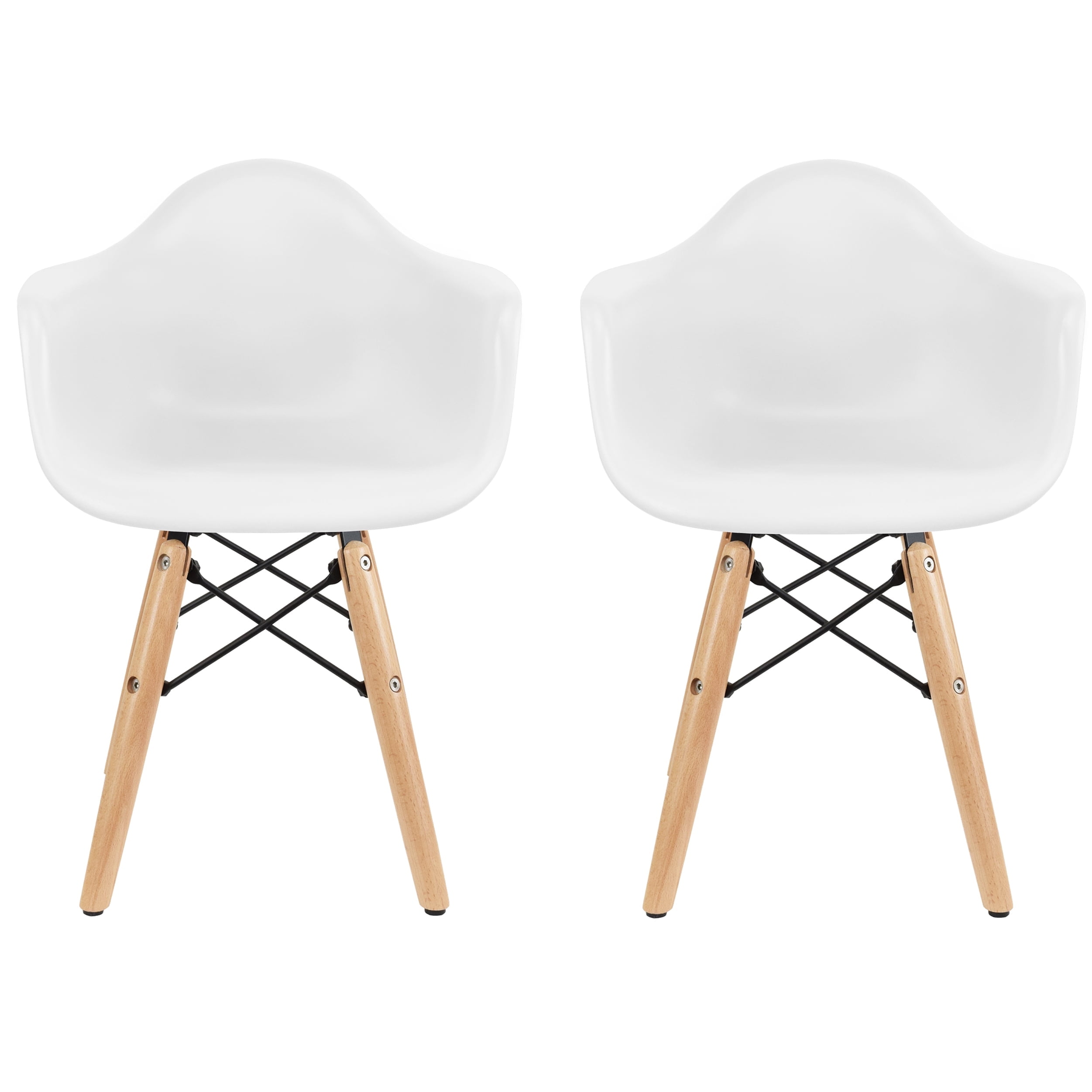 2xhome - Set of 2 Toddler Kids Size White Modern Plastic Chairs With ...