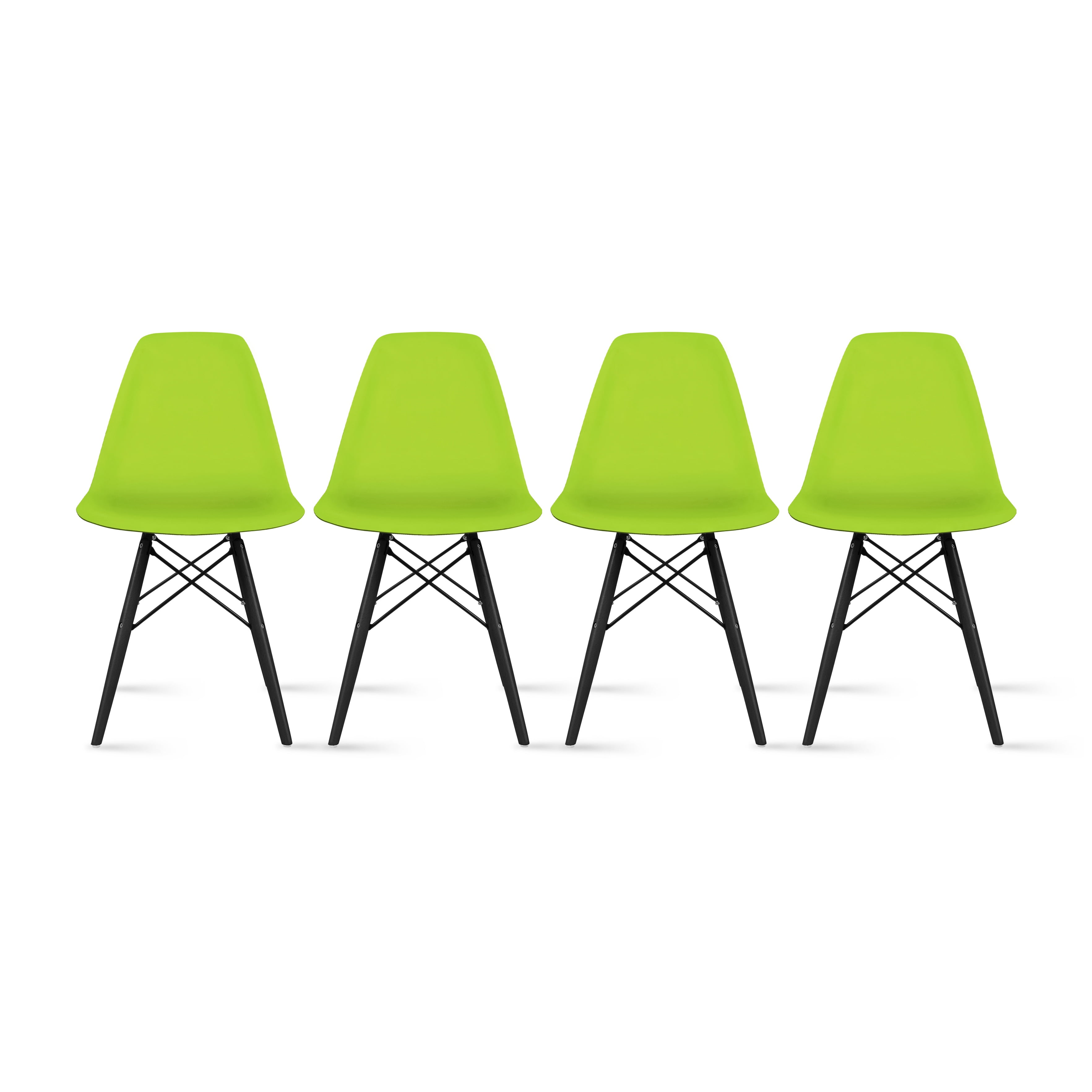 2xhome - Set of 4 Green - Plastic Side Black Dark Wood Legs Eiffel ...