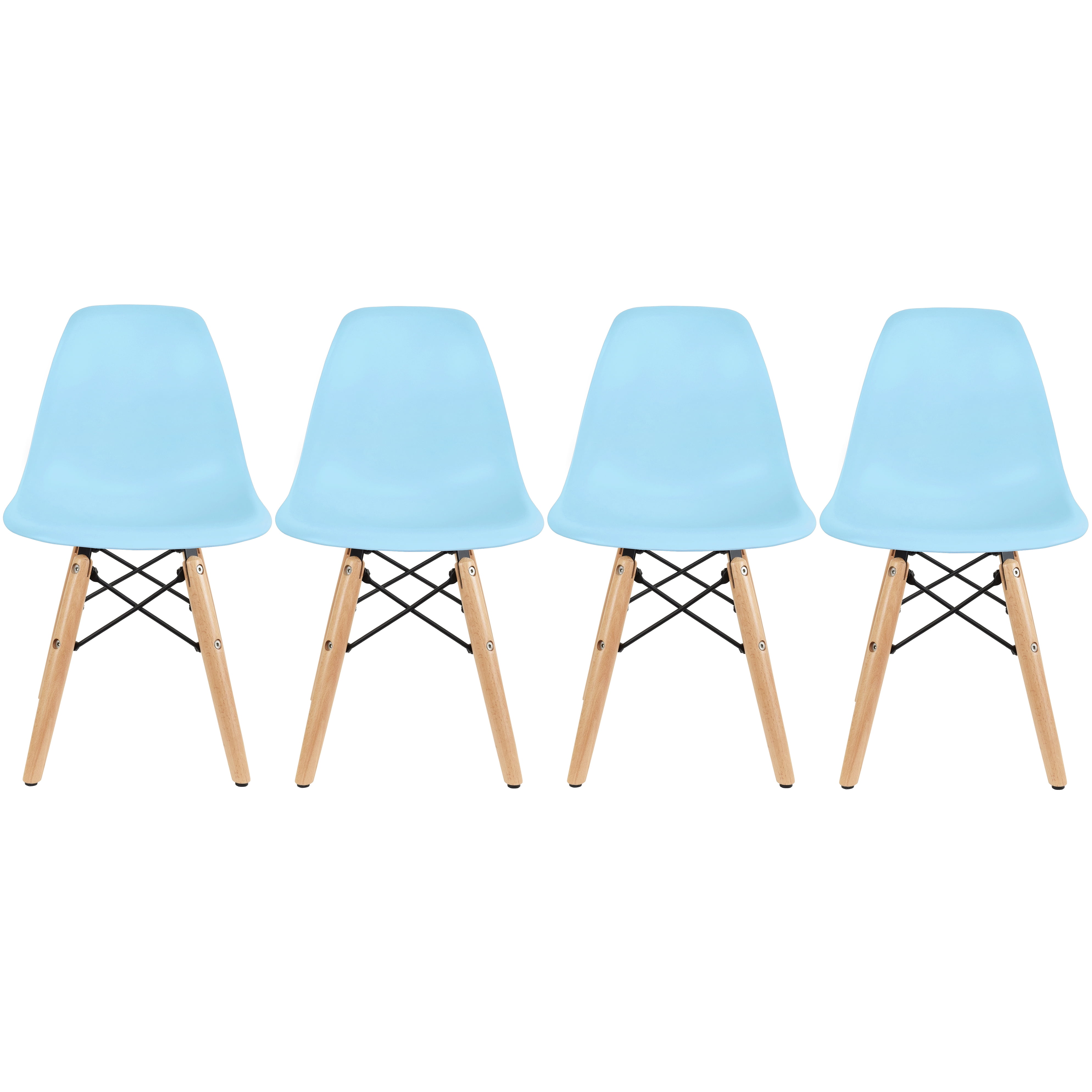 2xhome Set of 4 Kids Size Plastic Toddler Chairs with Natural Wooden ...