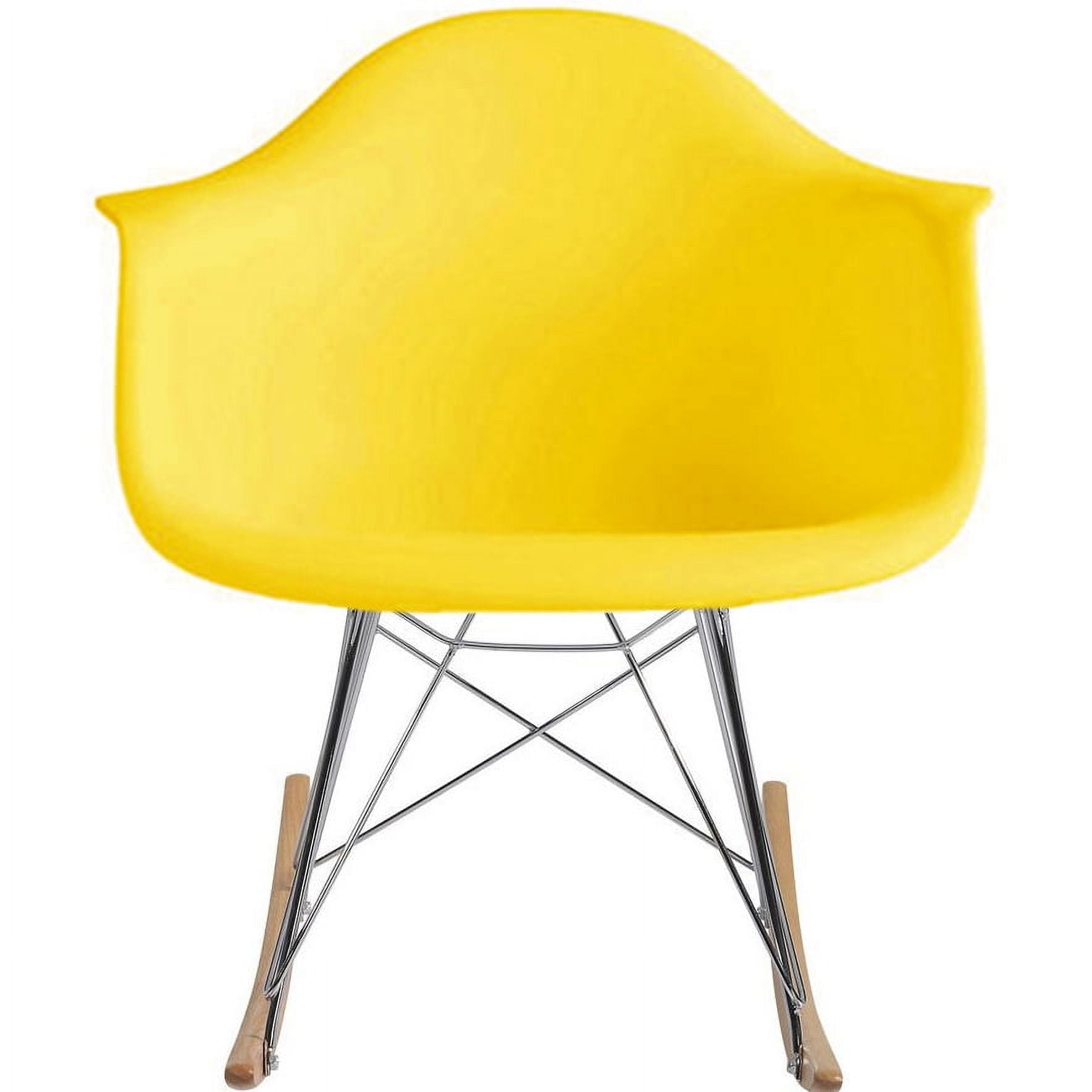 2xhome Yellow Mid Century Modern Molded Shell Designer Plastic Rocking ...