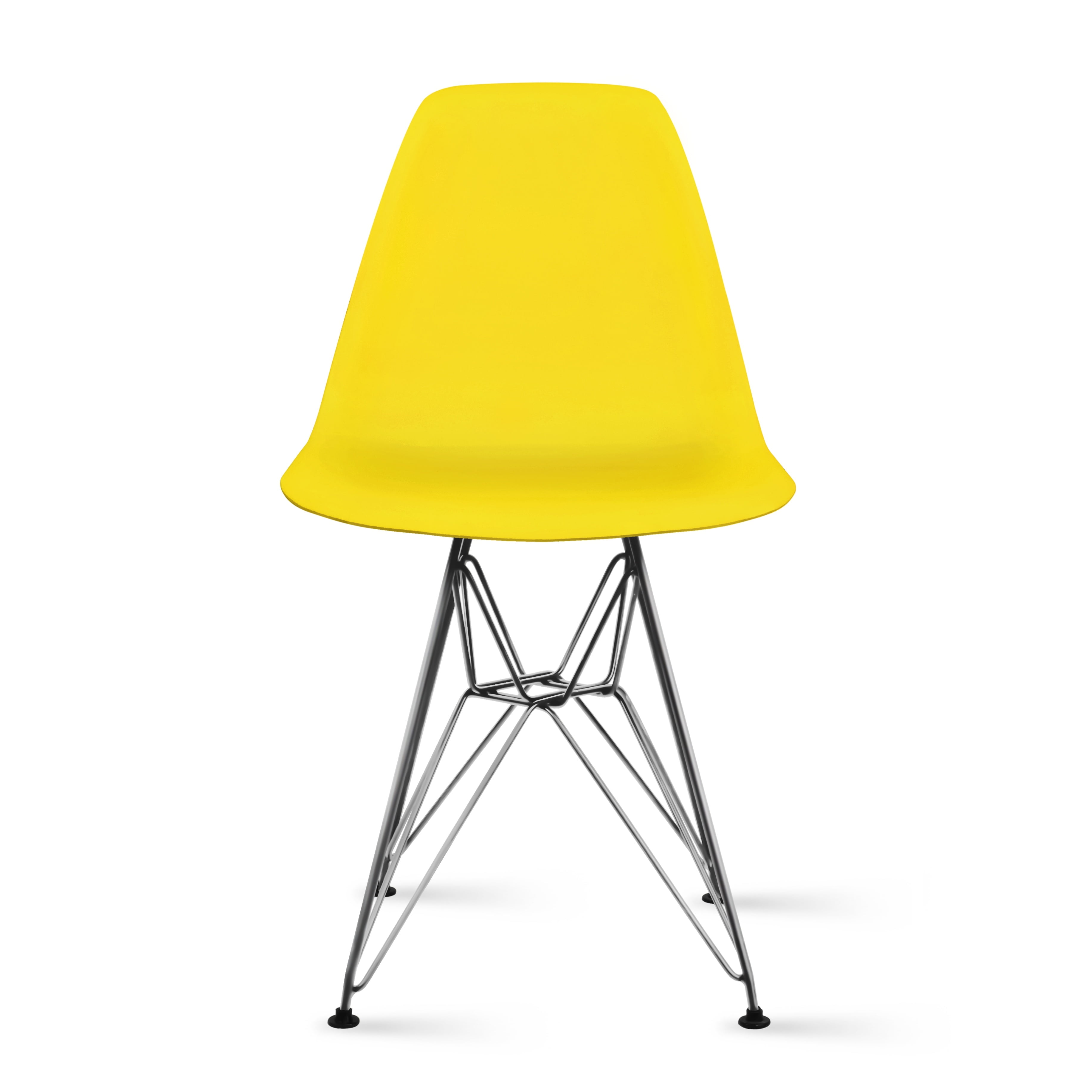 2xhome - Yellow - Side Chair Chromed Wire Legs Eiffel Legs Dining Room ...