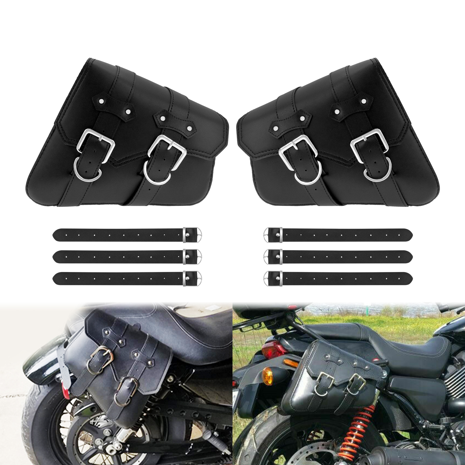 2xmotorcycle saddle bags side storage luggage side tool bag pouches pu ...