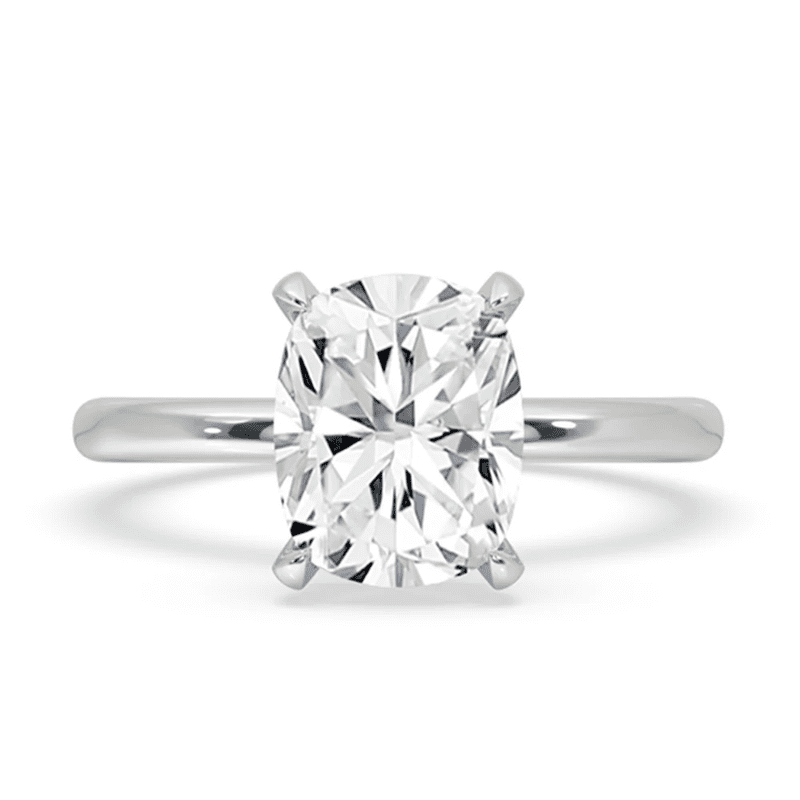 3.0 CT Cushion Cut Solitaire Ring In Hidden Halo Design Engagement ring ...