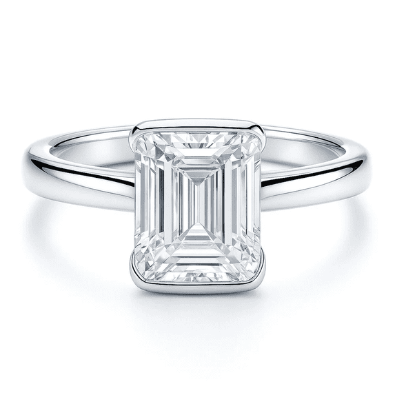 3.0 CTW Emerald Cut Lab Grown Diamond Engagement Ring 925 Sterling ...