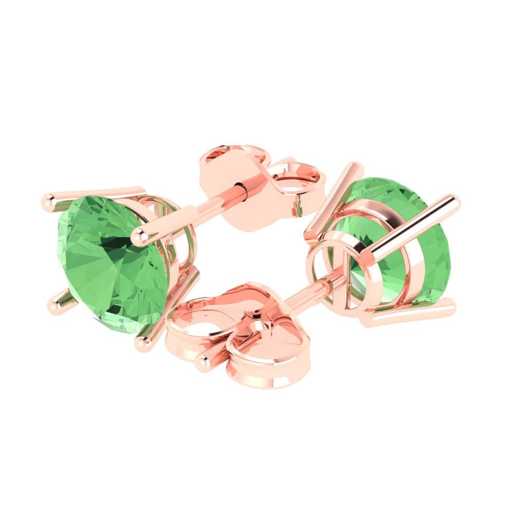 3.0 Ct Round Cut Studs Green Crystal 18K Rose Solid Gold Everyday ...