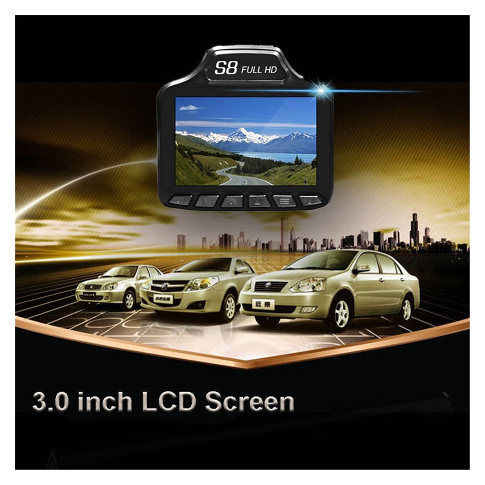 3.0 Inch Car DVR WDR Dash Cam 3 In 1 Video Recorder Radar Detector GPS ...