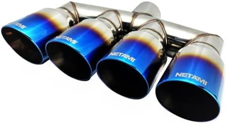 3.0 inch Inlet to 4.0 inch Quad Outlets Exhaust Tip Stainess Dual Wall ...