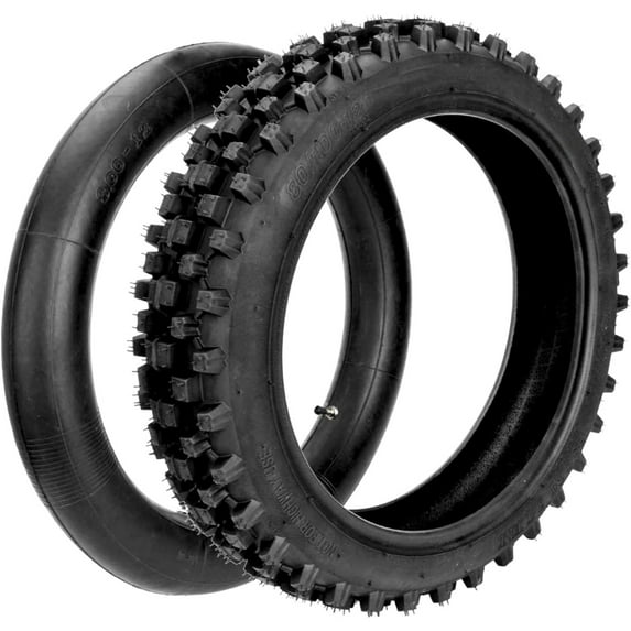 3.00-12 80/100-12 Dirt Bike Rear Tire and Inner Tube Compatible with ...