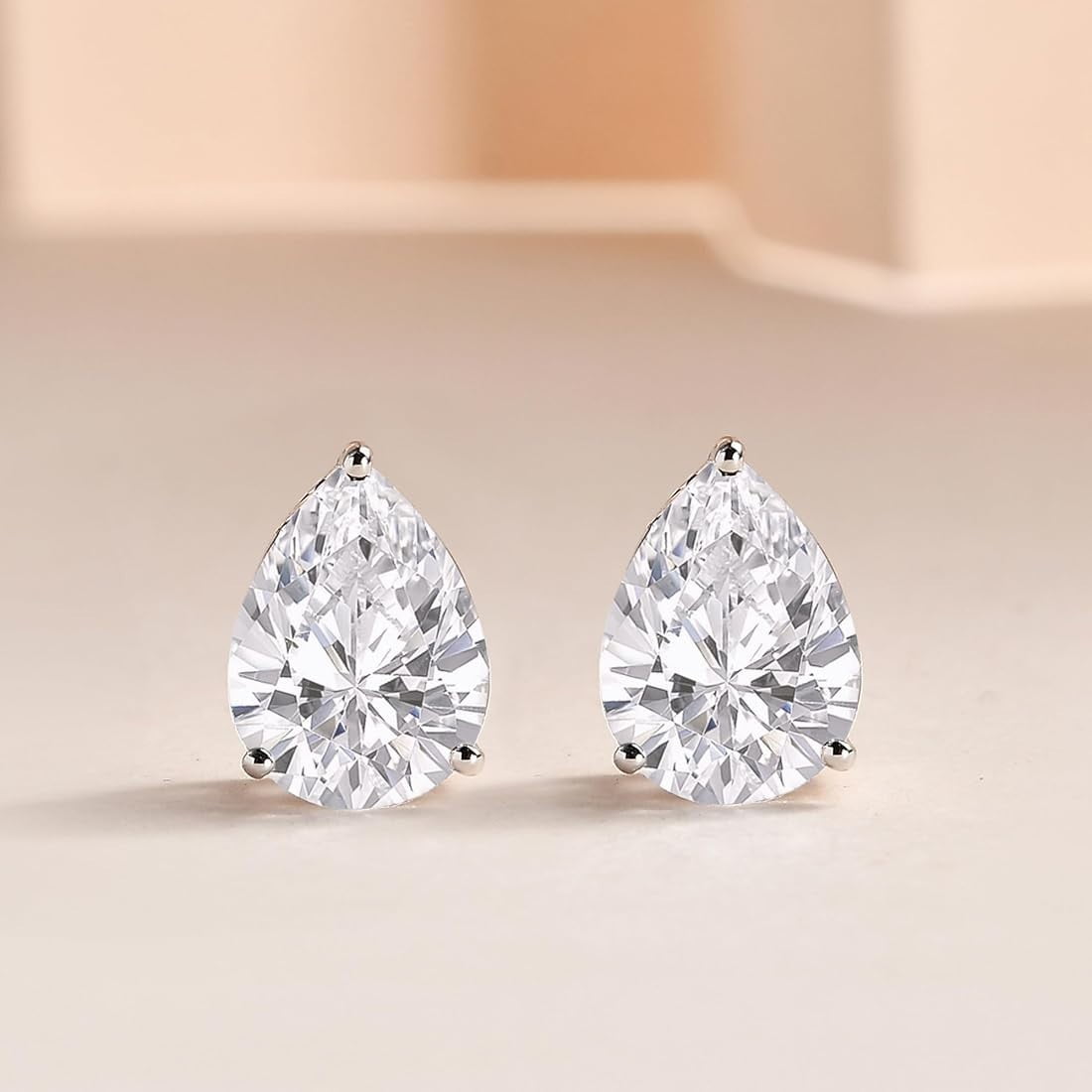 3.00 CT Pear Cut Simulated Saimond Studs Teardrop Solitaire Earrings ...