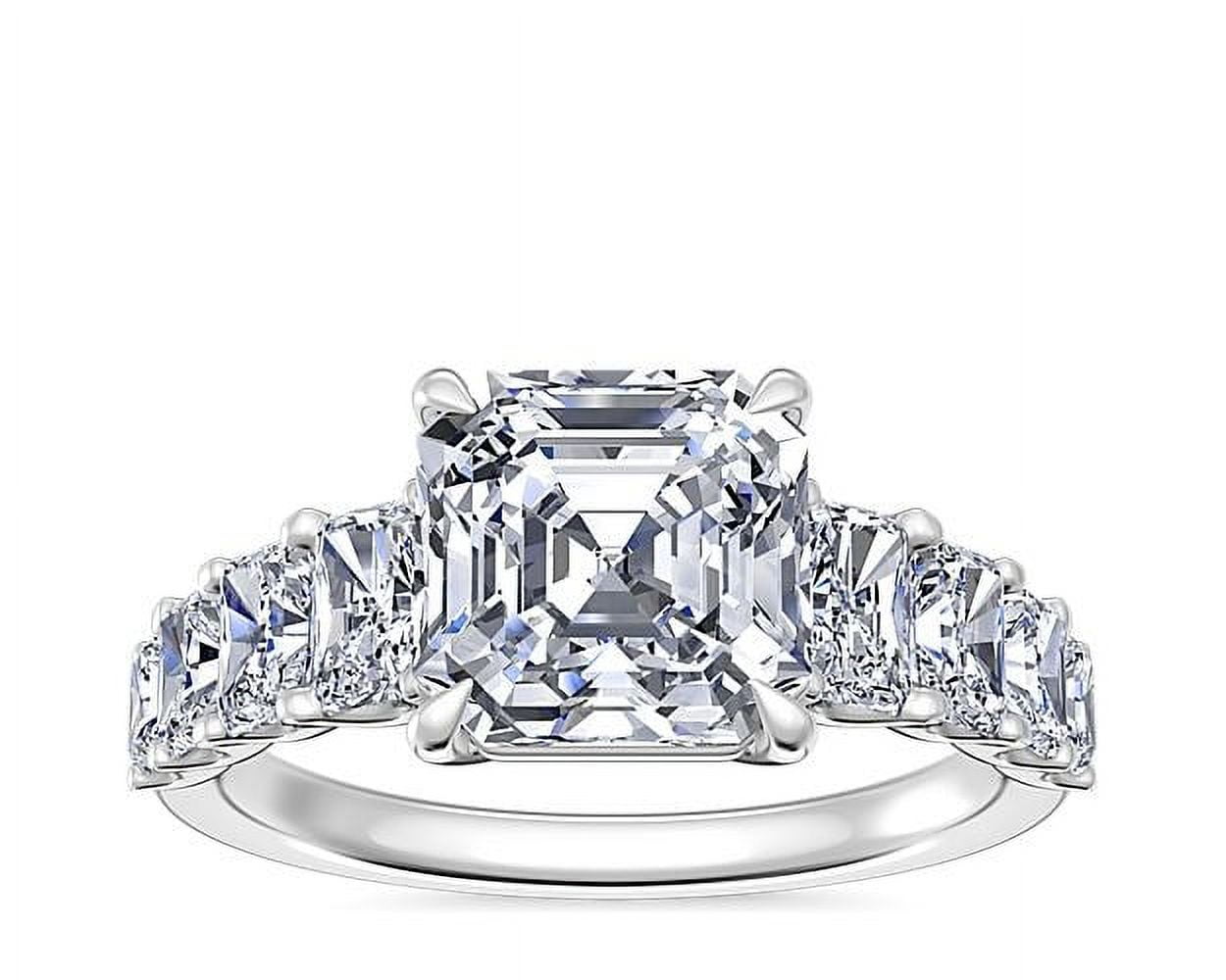 3.00 Carat Asscher Cut Moissanite Diamond (D/VVS1) Unique Proposal Ring ...