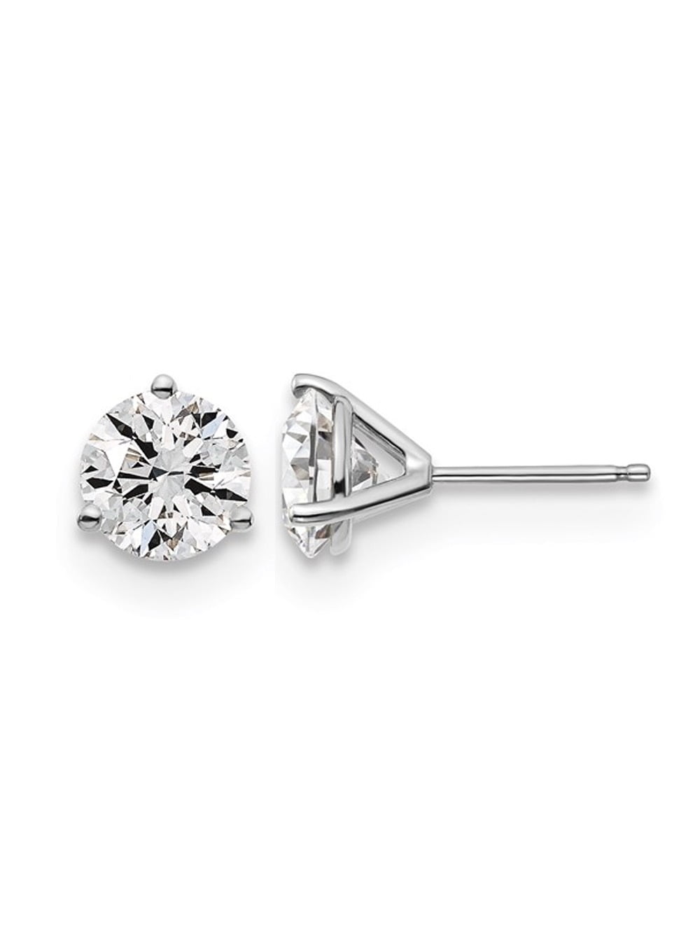 3.00 Carat (Ctw G-H, VS2-SI1) Lab-Grown Diamond Solitaire Stud Earrings ...