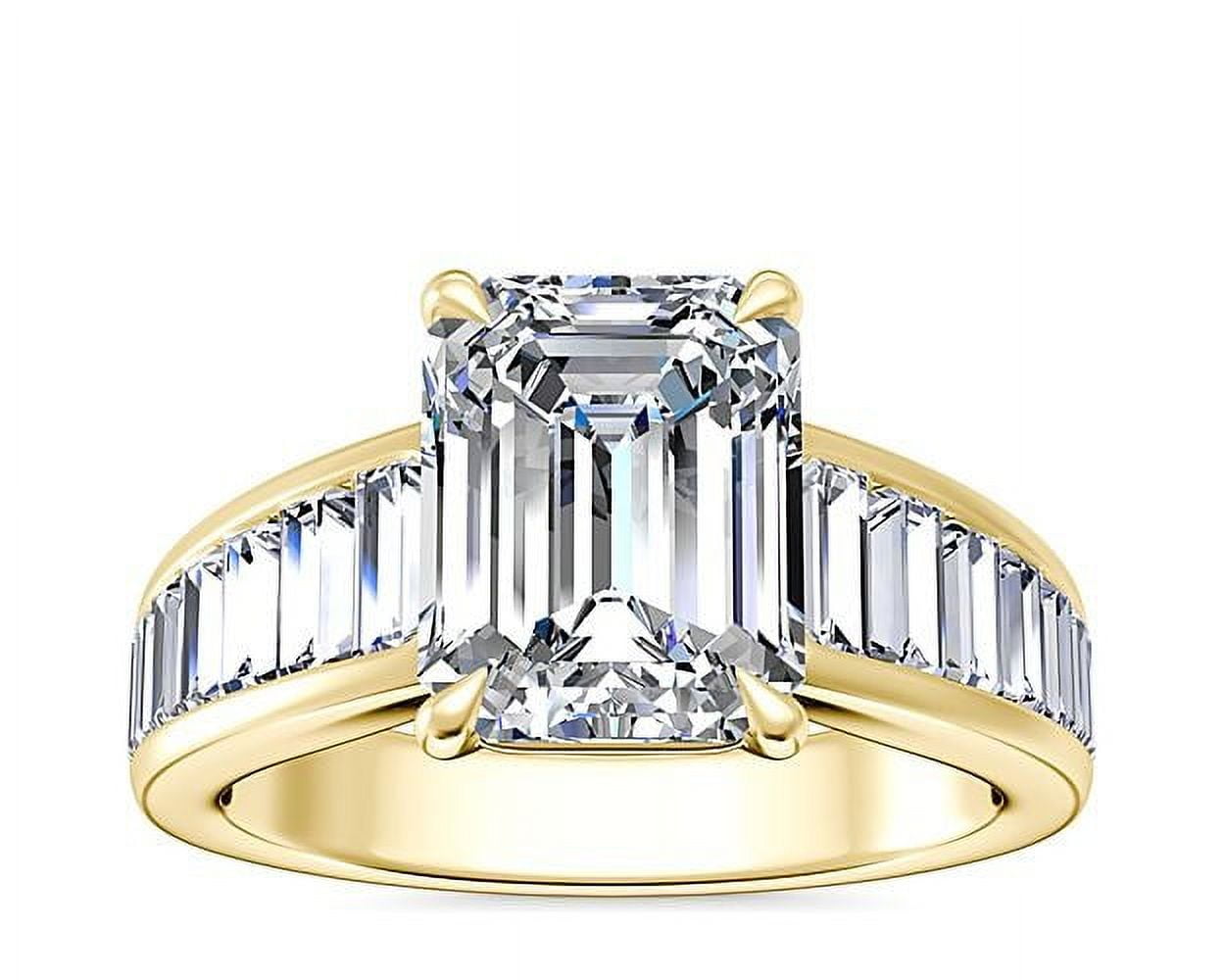 3.00 Carat Unique Emerald Cut Moissanite Diamond Engagement Ring for ...