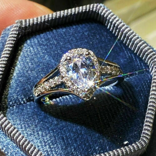 3.00 Ct Pear Cut Simulated Diamond Engagement Promise Ring 14K White Gold Plated - Walmart.com