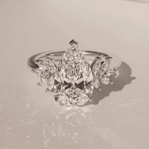 3.00 tcw Pear Shape Stylish Solitaire with Accents IGI Certified Lab ...