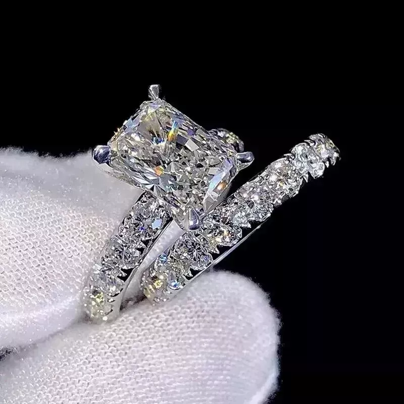 3.00CT Radiant Cut Simulated Diamond Women Bridal Set Engagement Ring ...