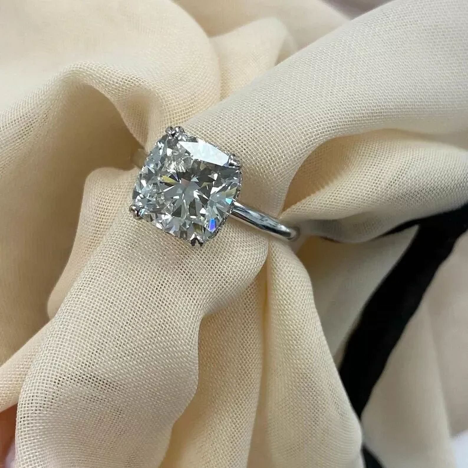 3.00Ct Cushion-Cut Certified Moissanite Solitaire Engagement Ring ...