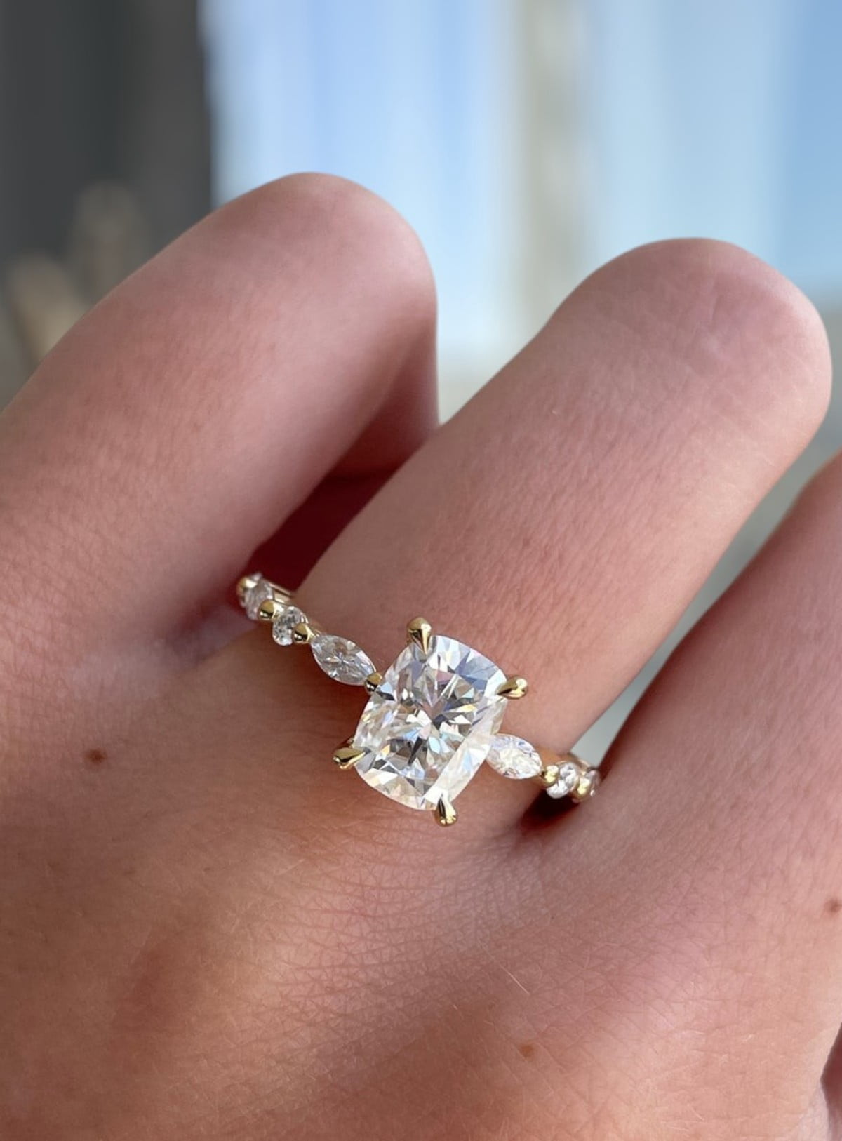 3.00Ct Elongated Cushion Cut Lab-grown diamond Engagement Ring ...