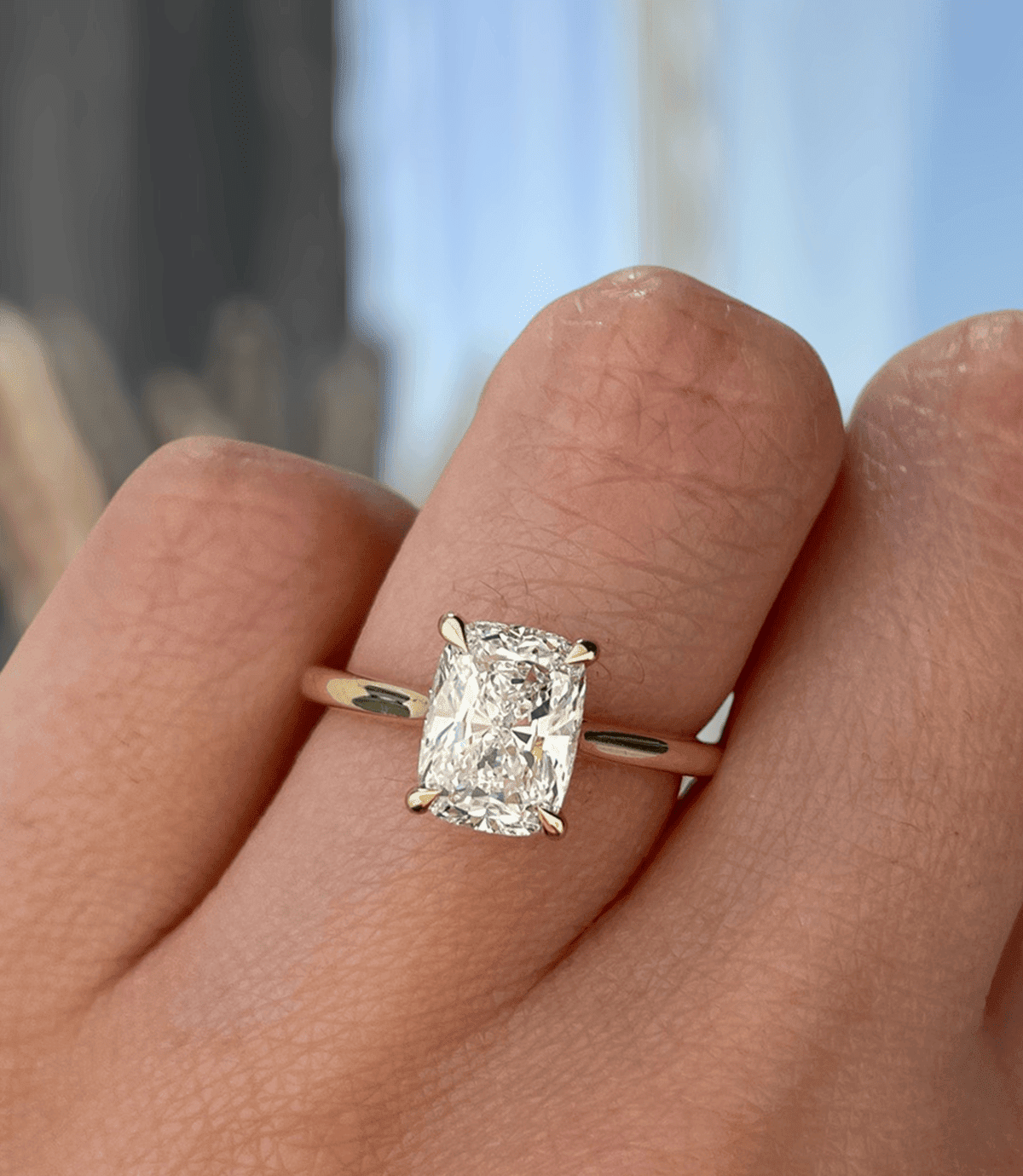 3.00Ct Elongated Cushion Cut Moissanite Engagement Ring, Trellis Set ...