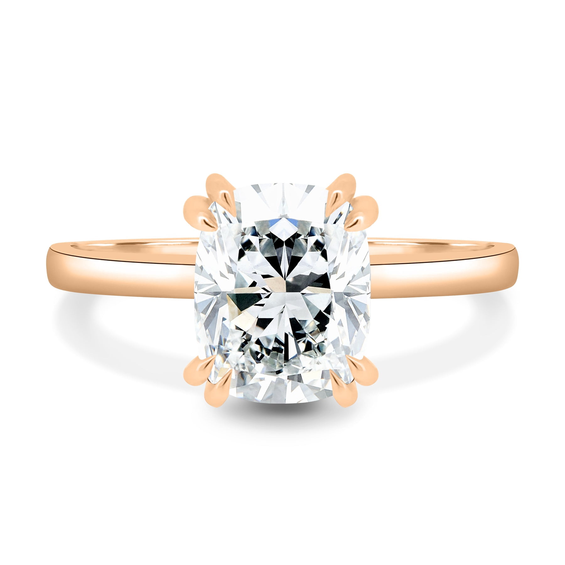 3.00Ct Elongated Cushion Lab-grown diamond Engagement Ring, Hidden Halo ...