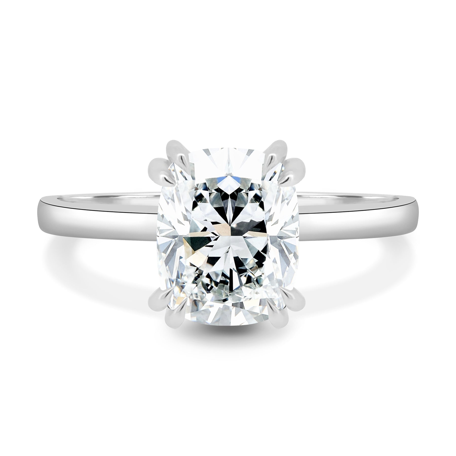 3.00Ct Elongated Cushion Lab-grown diamond Engagement Ring, Hidden Halo ...