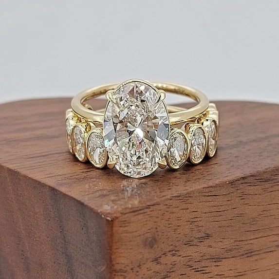 3.00Ct Oval Cut Lab Created Diamond Solitaire Engagement 14K Yellow ...