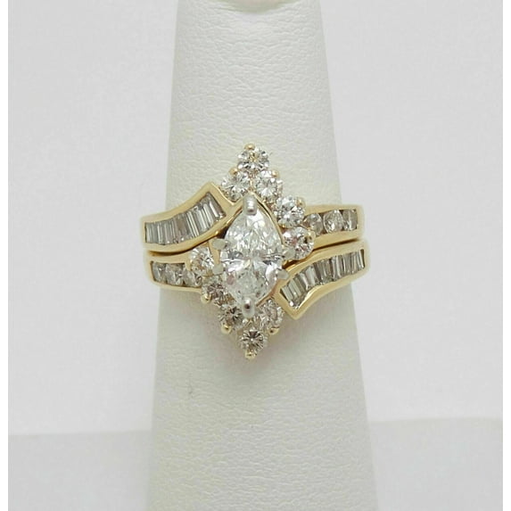 3.02 Ct Marquise Cut Simulated Diamond 14K Yellow Gold Plated ...
