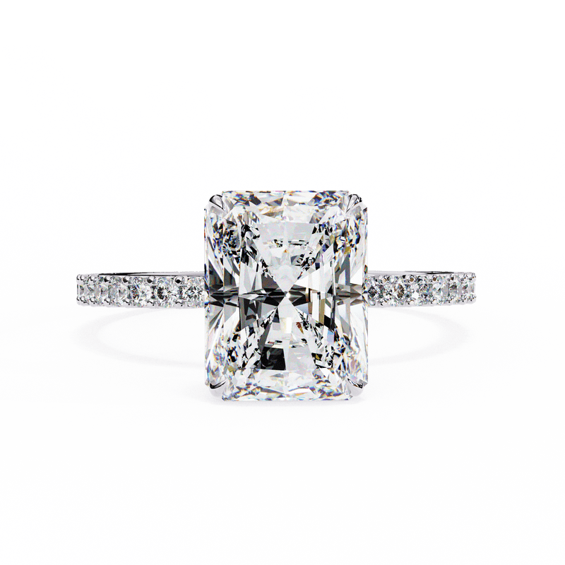 3.03CT Radiant Cut Lab Grown Engagement Ring, Radiant Diamond Ring, 14k ...