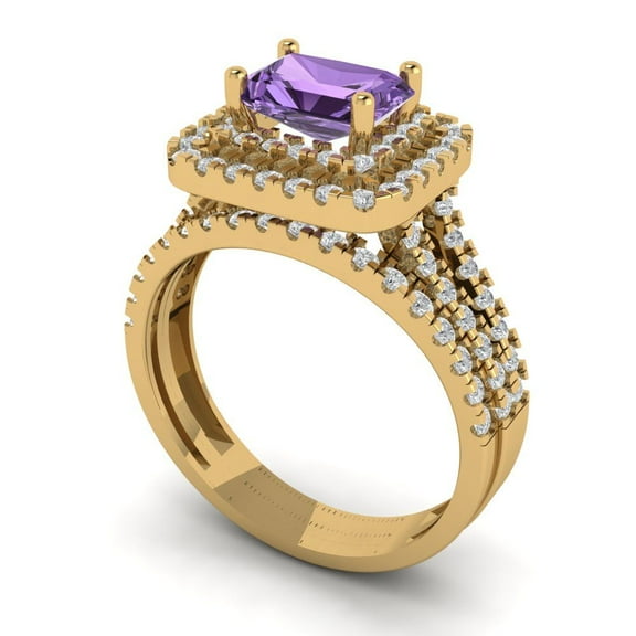 3.05ct Brilliant Emerald Cut Green Zircon 14k White/Rose Gold Halo ...