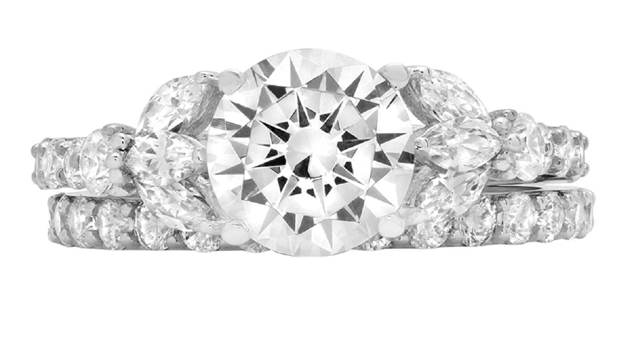 3.06 ct Round Cut Genuine Cultured Diamond VS1-VS2 G-H 18K White Gold ...