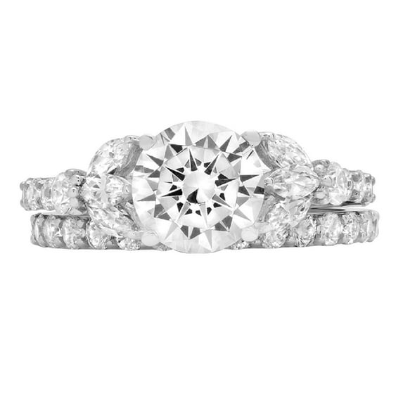 3.06 ct Round Cut Genuine Cultured Diamond VS1-VS2 J-K 14K White Gold ...