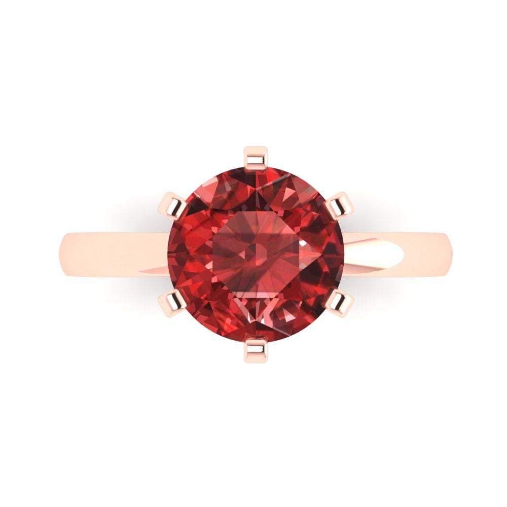 3.0ct Round Cut Red Natural Garnet 18k Pink Rose Gold Engraving ...
