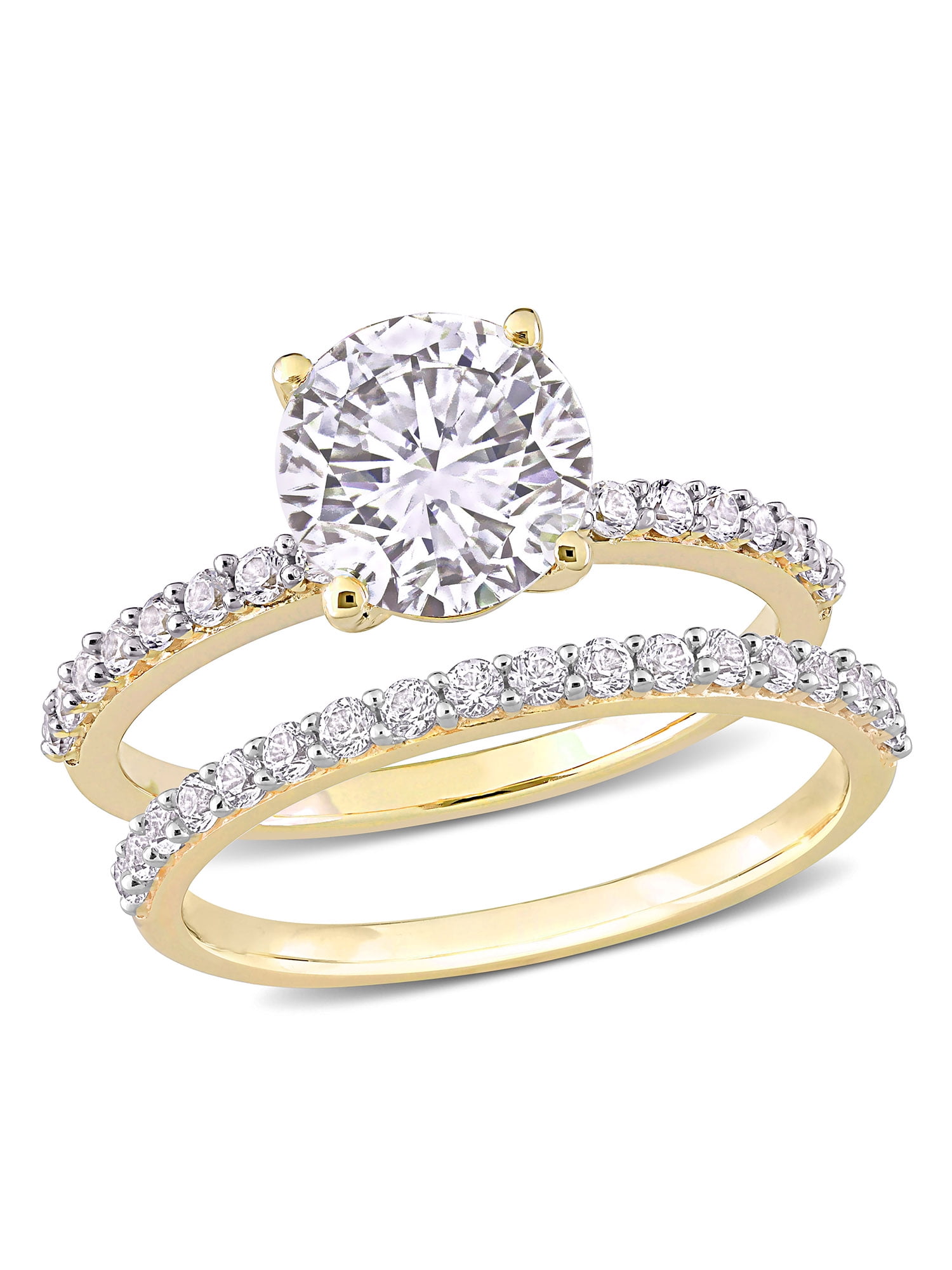 3-1/10 Carat T.G.W. Created White Sapphire 10kt Yellow Gold Engagement ...
