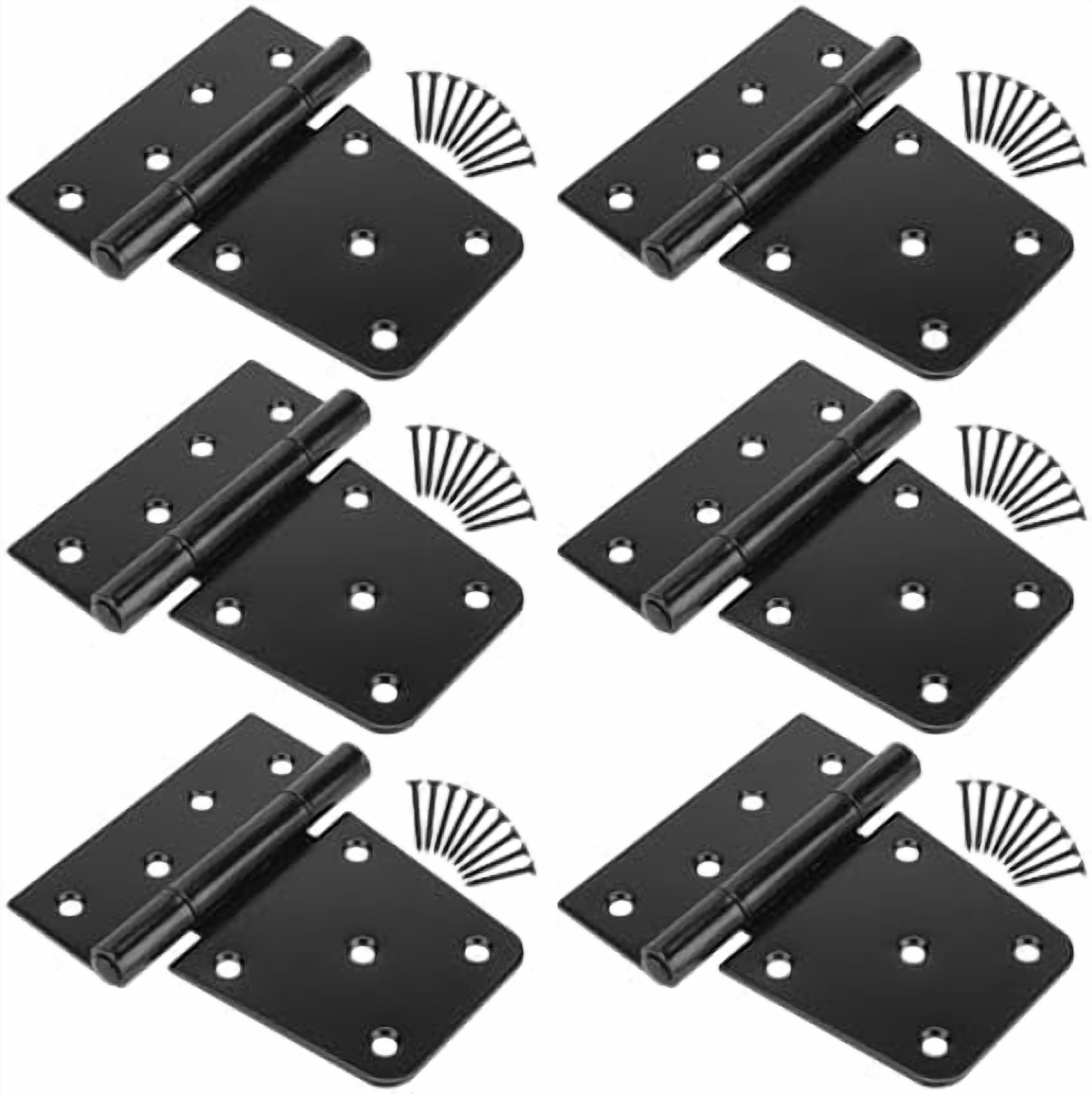 3-1/2" Heavy Duty Gate Hinges, Black Iron Door Hinges with Screws ...