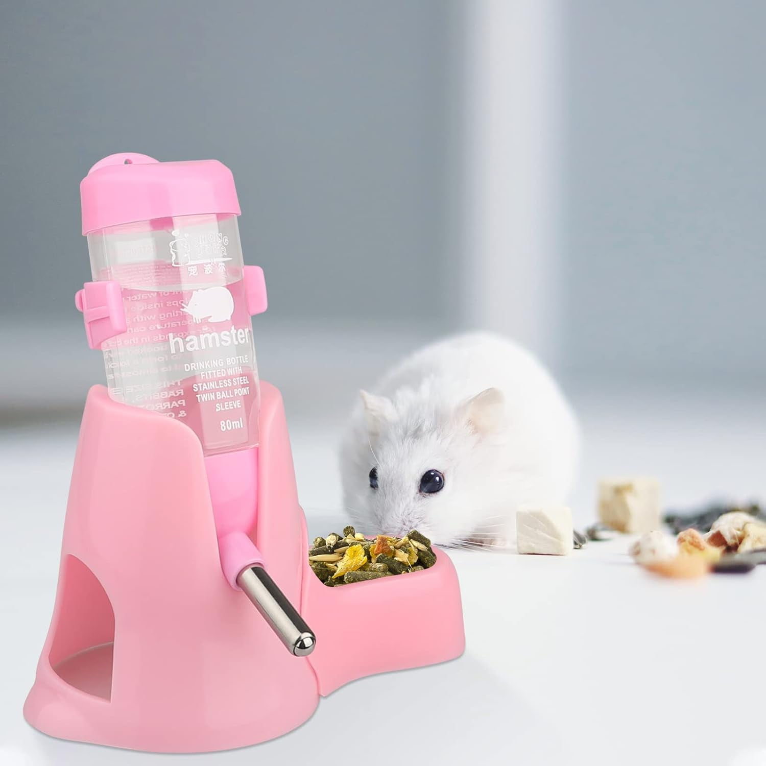 3 in 1-2.7oz Hamster Water Bottle, Guinea Pig Water Bottle No Drip ...