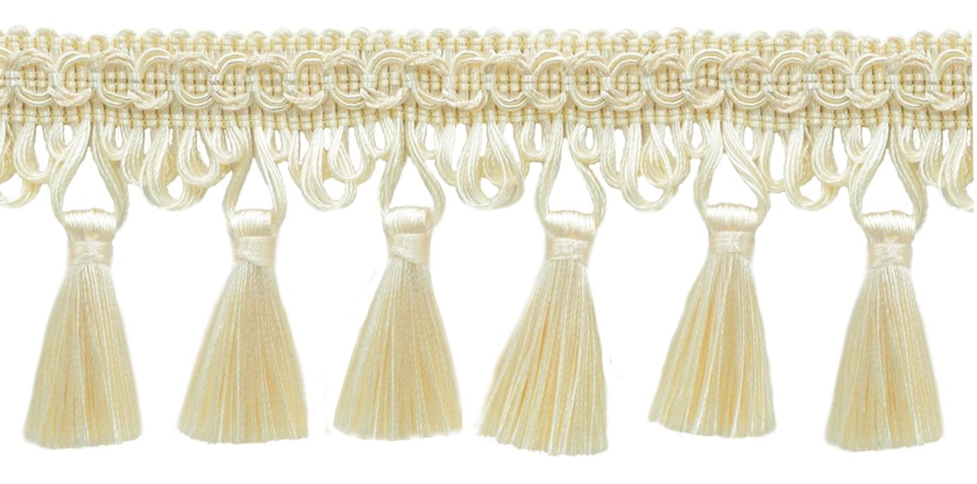 3 1/2" (8.5cm) Delicate Scroll Gimp with Scallop and Tassel Fringe Trim ...