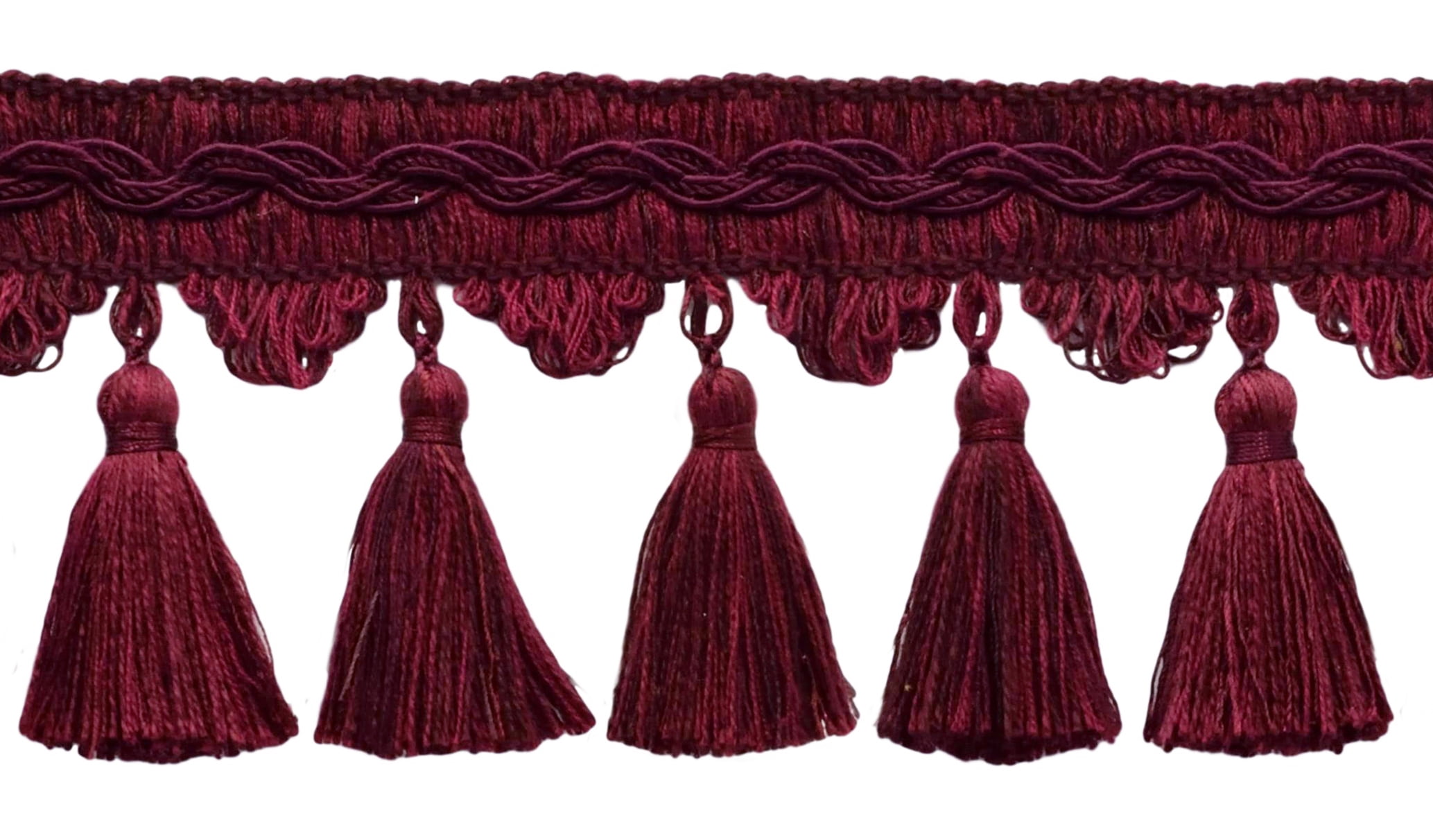 DecoPro 3.5" Veranda Collection Scalloped Tassel Fringe Trim, Merlot ...
