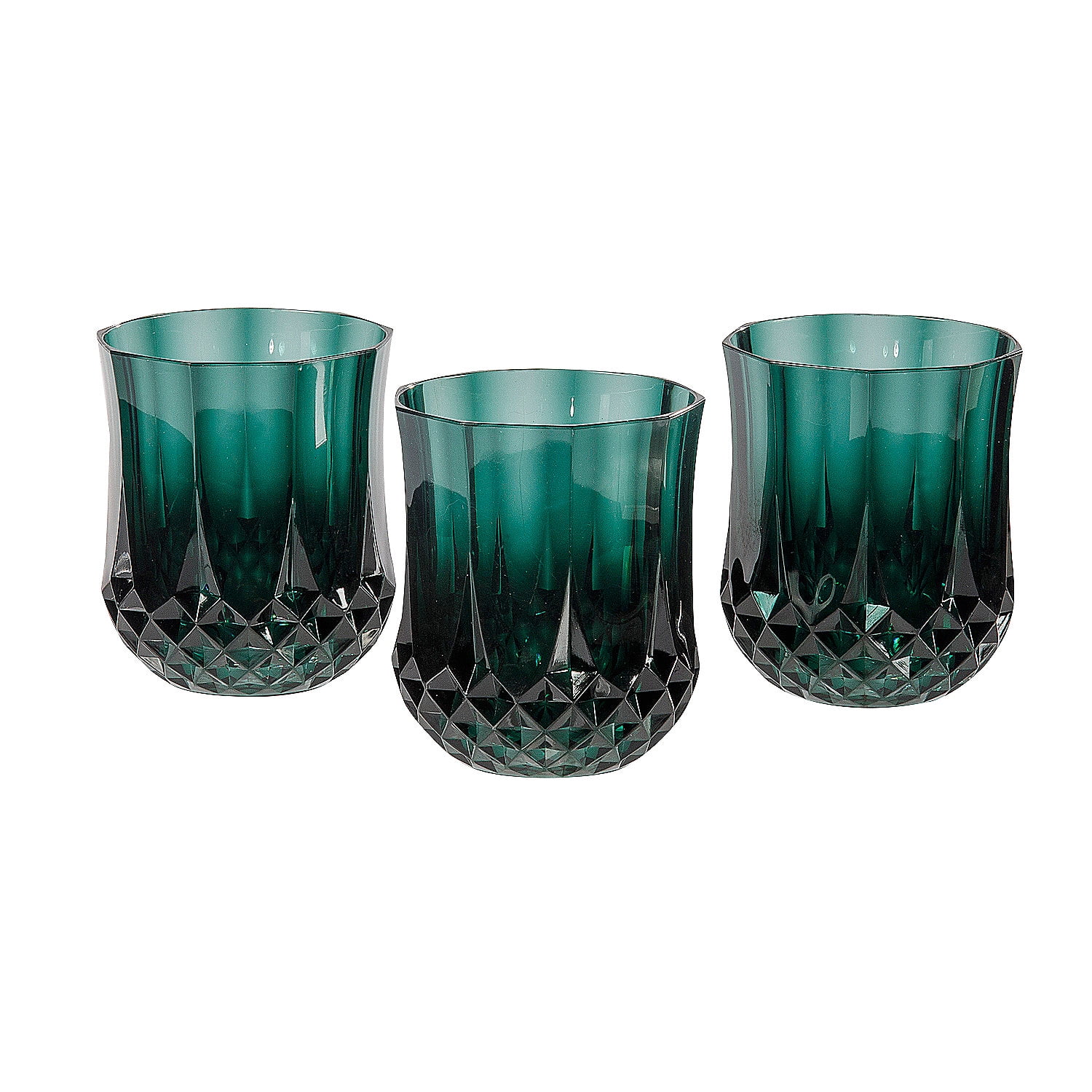 3 1/2" 8 oz. Green Stemless Patterned Plastic Wine Glasses - 12 Count ...
