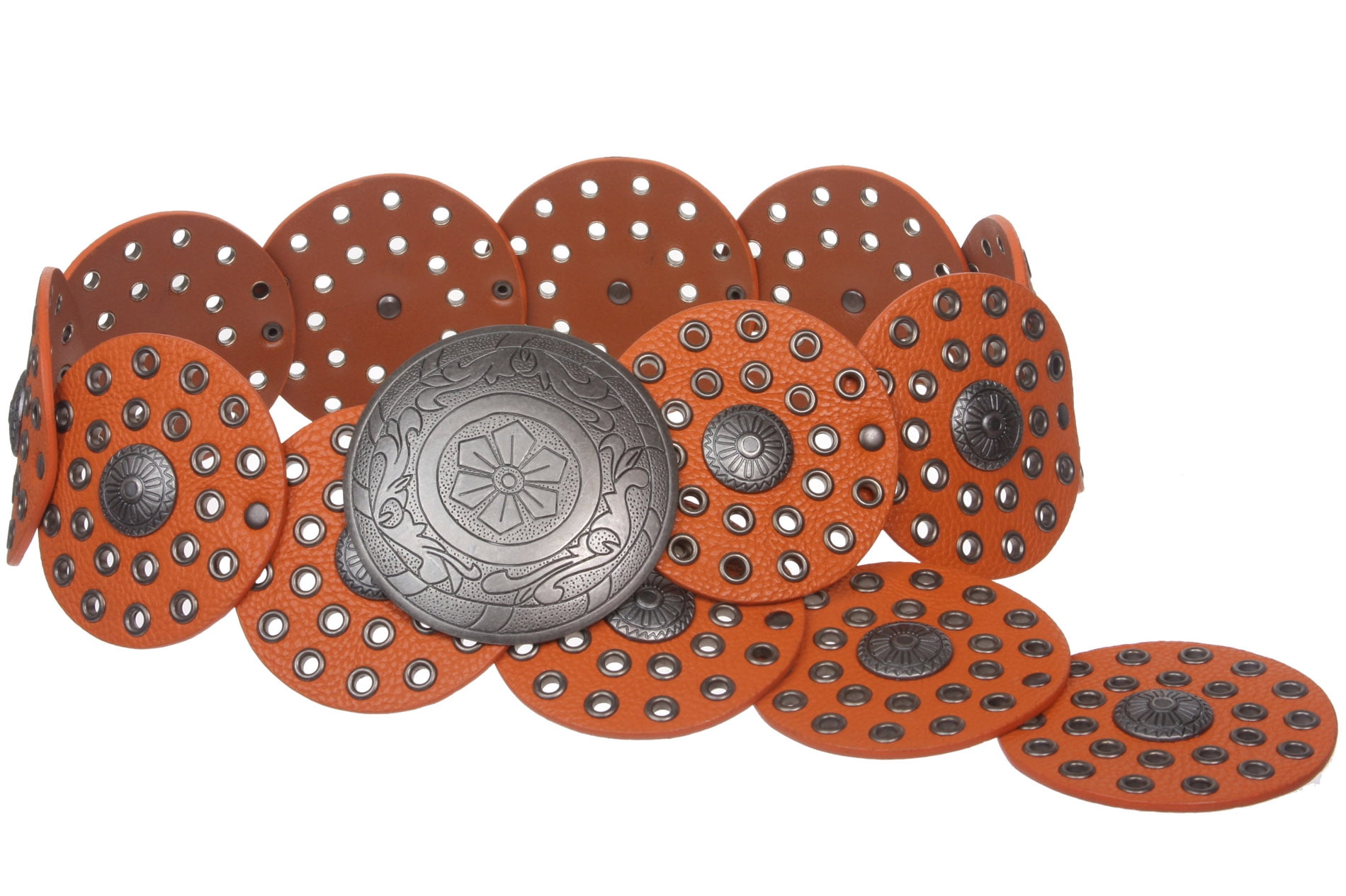 3 1/2" (90 mm) Wide Ladies Wide Boho Disc Concho Leather Belt - Walmart.com